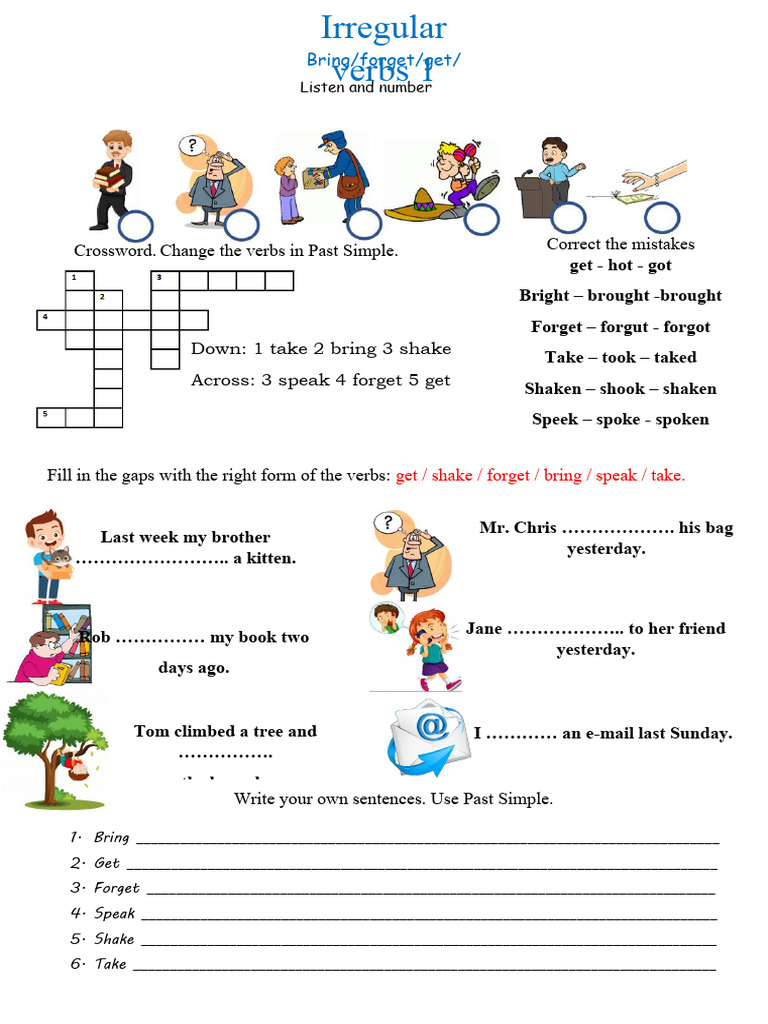 Irregular Verbs 1 Worksheet | PDF