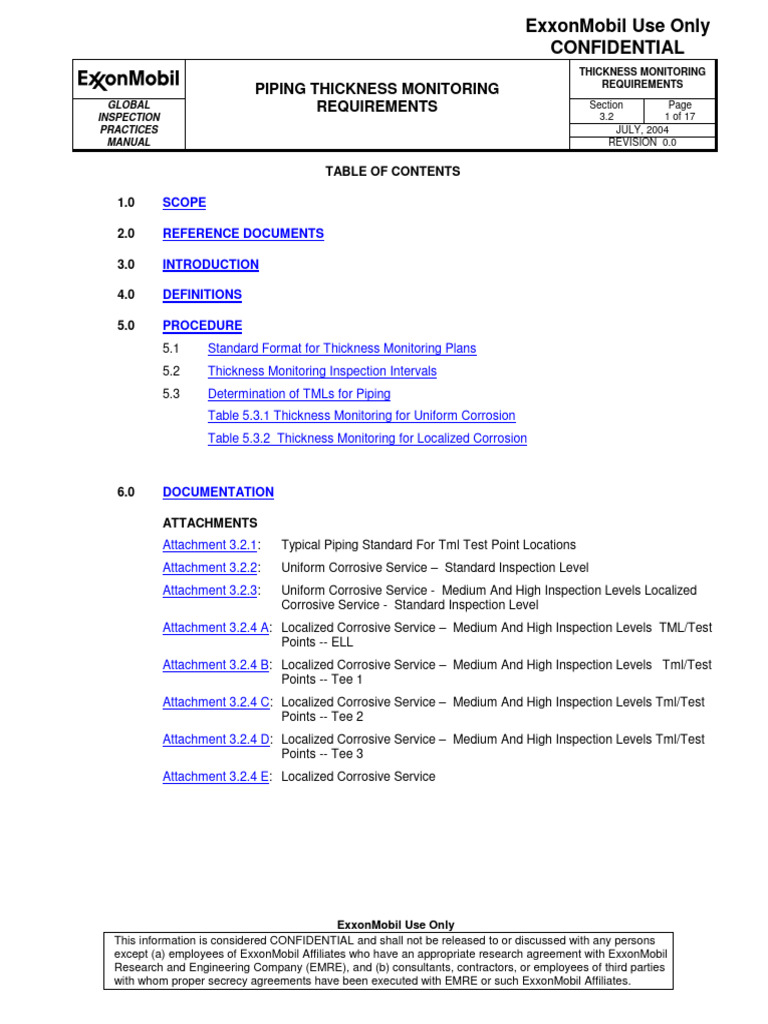 Piping Thickness Monitoring Guidelines | PDF | Pipe (Fluid Conveyance ...