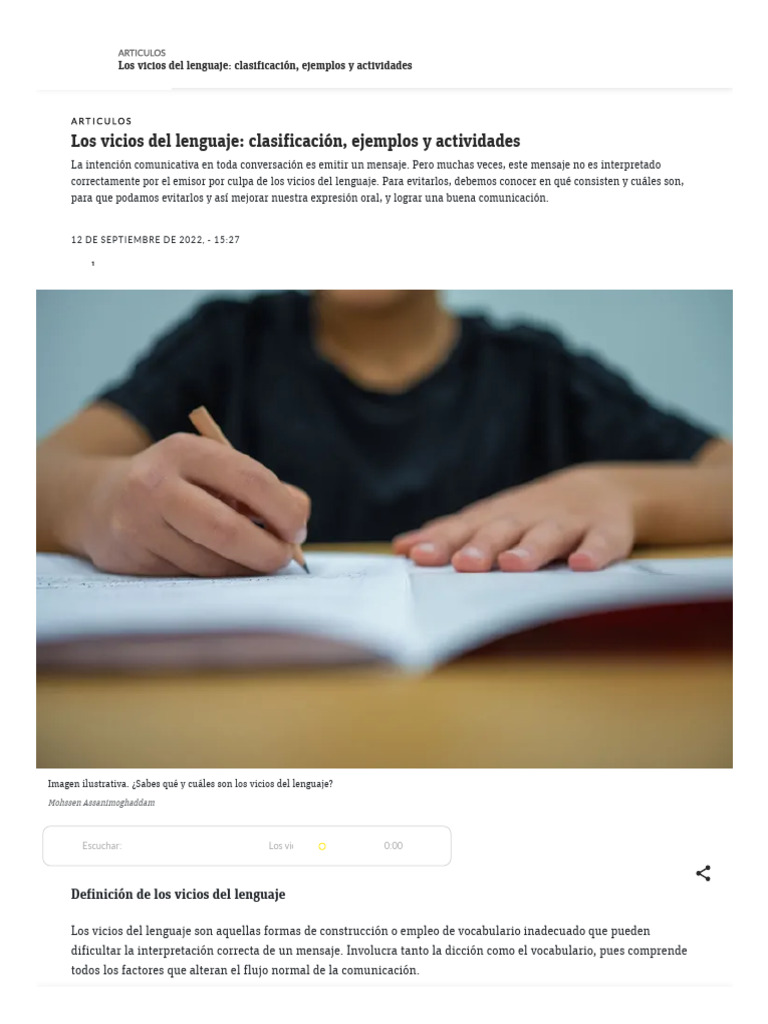 Los Vicios Del Lenguaje - Clasificación, Ejemplos y Actividades ...