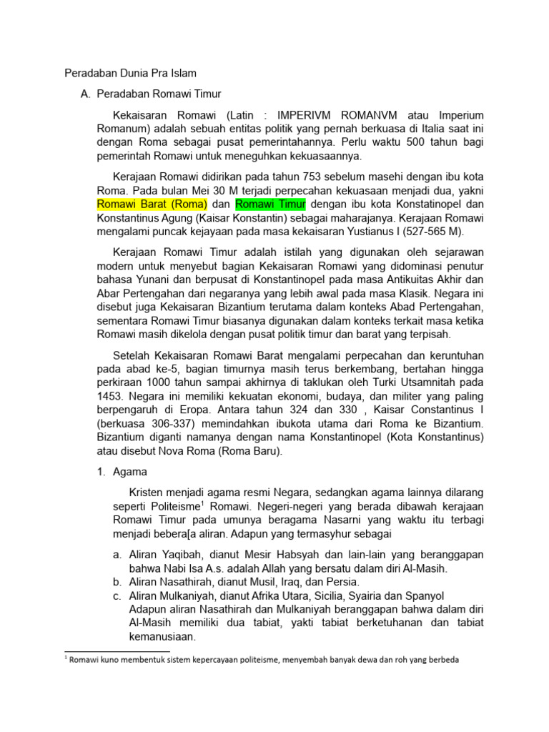 Peradaban Romawi Timur dan Persia Pra-Islam | PDF
