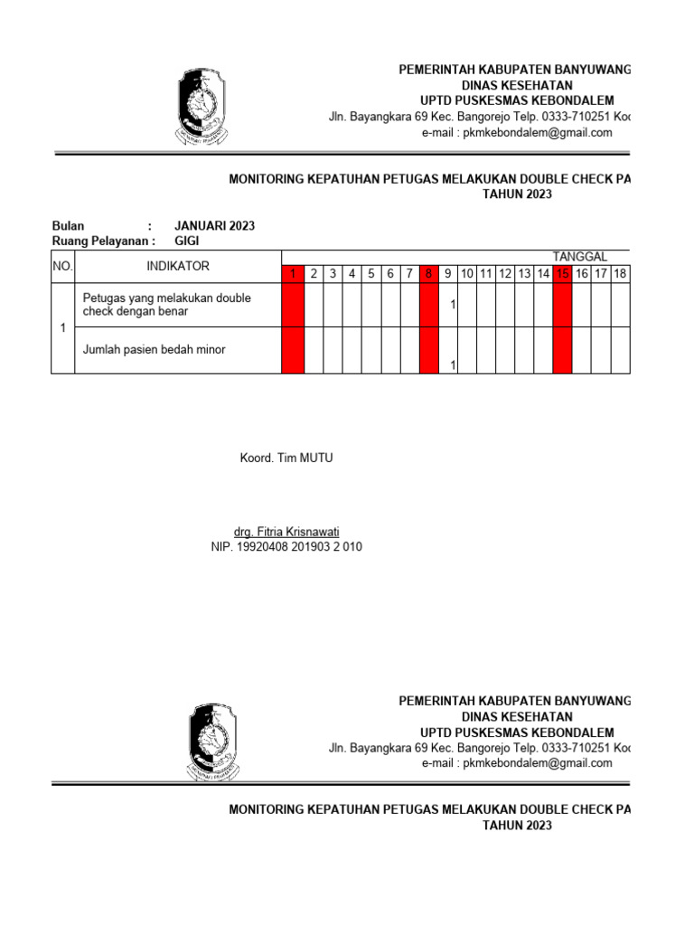Form Monitoring Pembuangan Limbah Benda Tajam | PDF