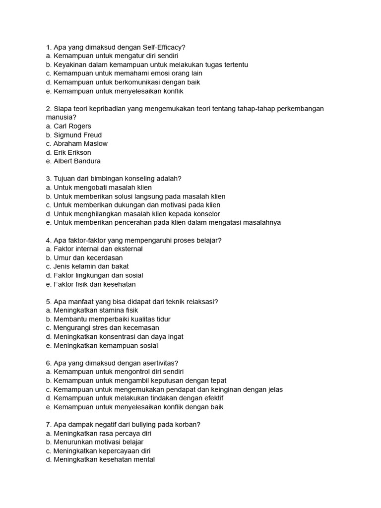 Soal BK Kelas 11 | PDF