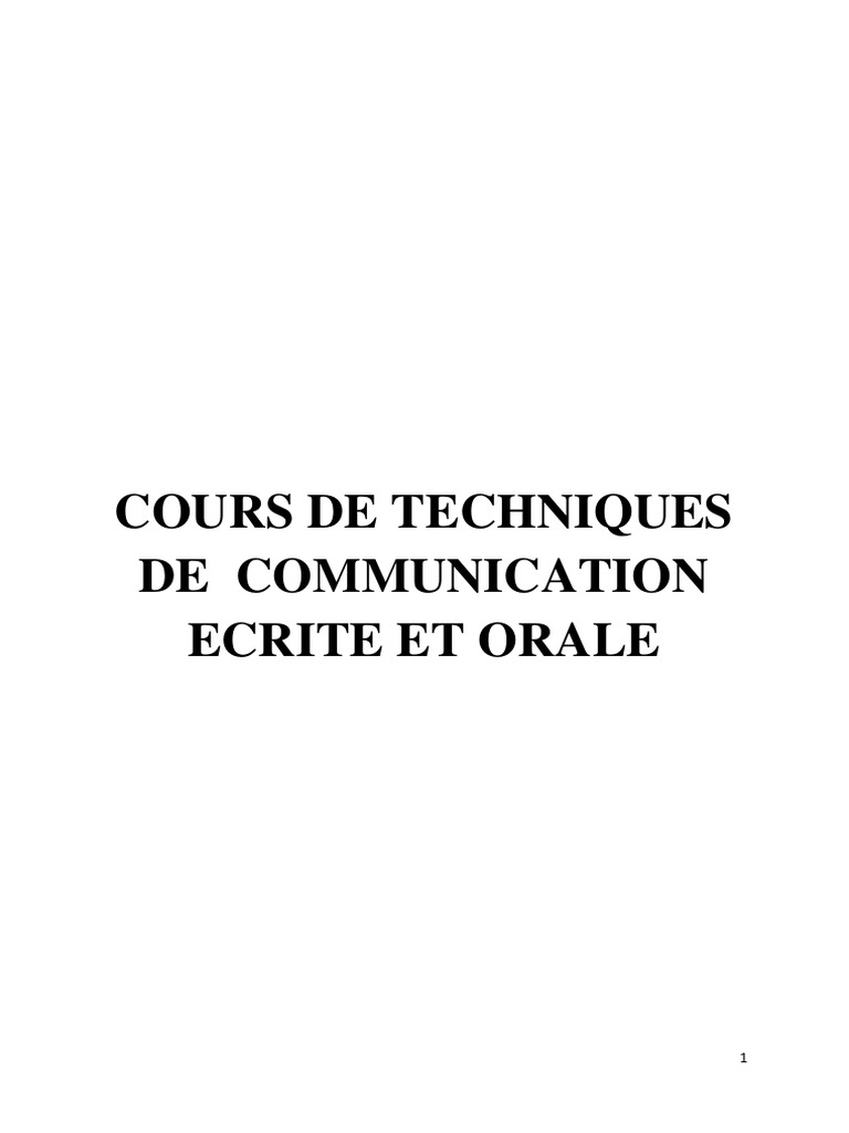 Cours de Techniques de Communication Ecrite Et Orale Ena | PDF | Phrase ...