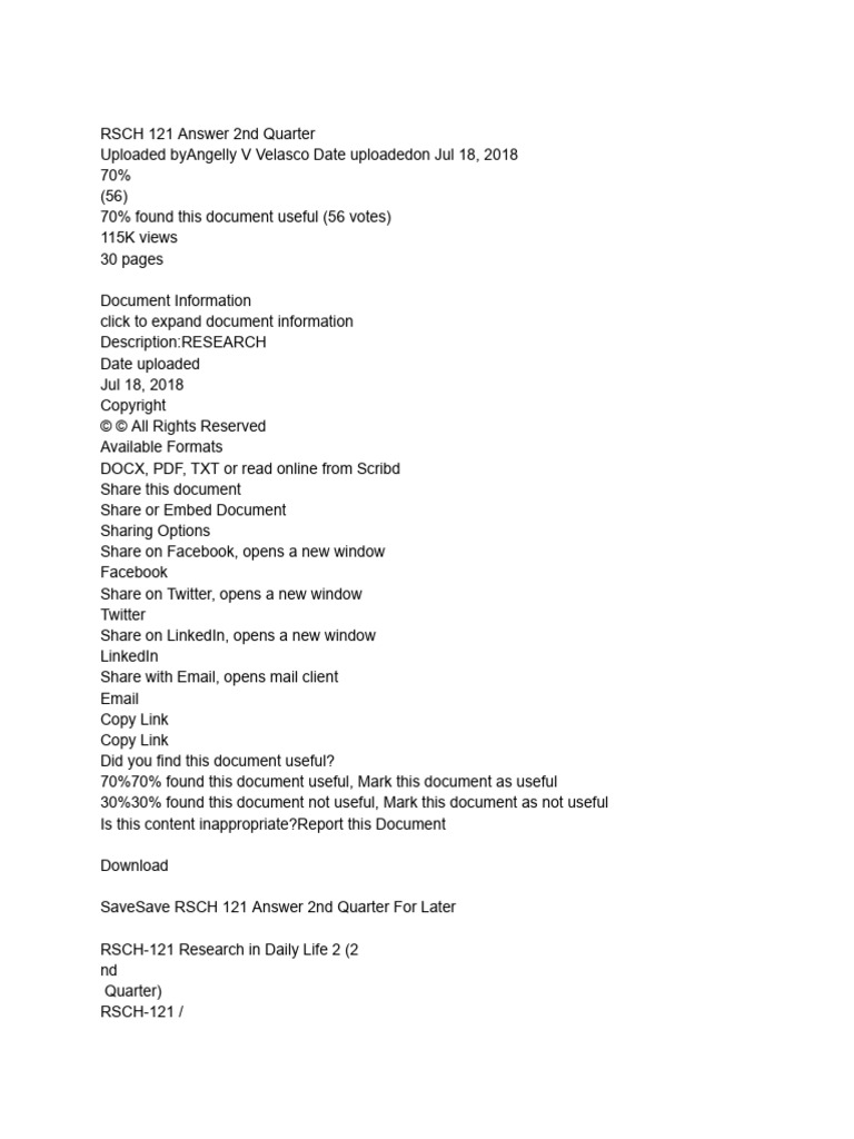 RSCH 121 Answer 2nd Quarter-2 | PDF