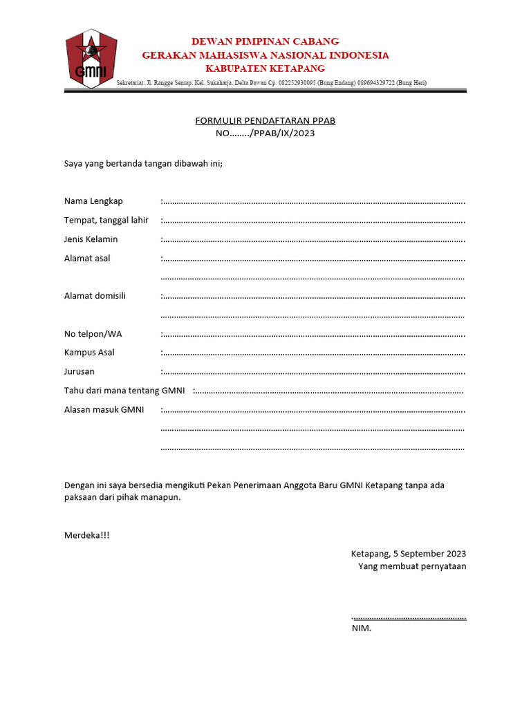Formulir Ppab | PDF