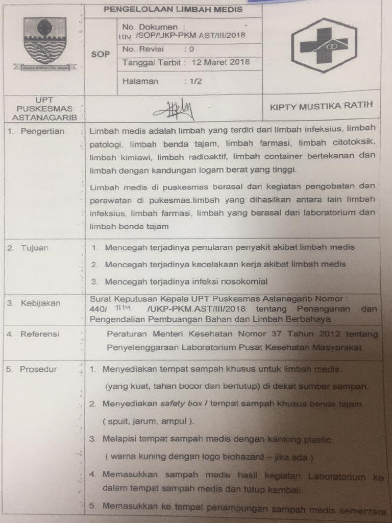 SOP Penanganan Limbah | PDF