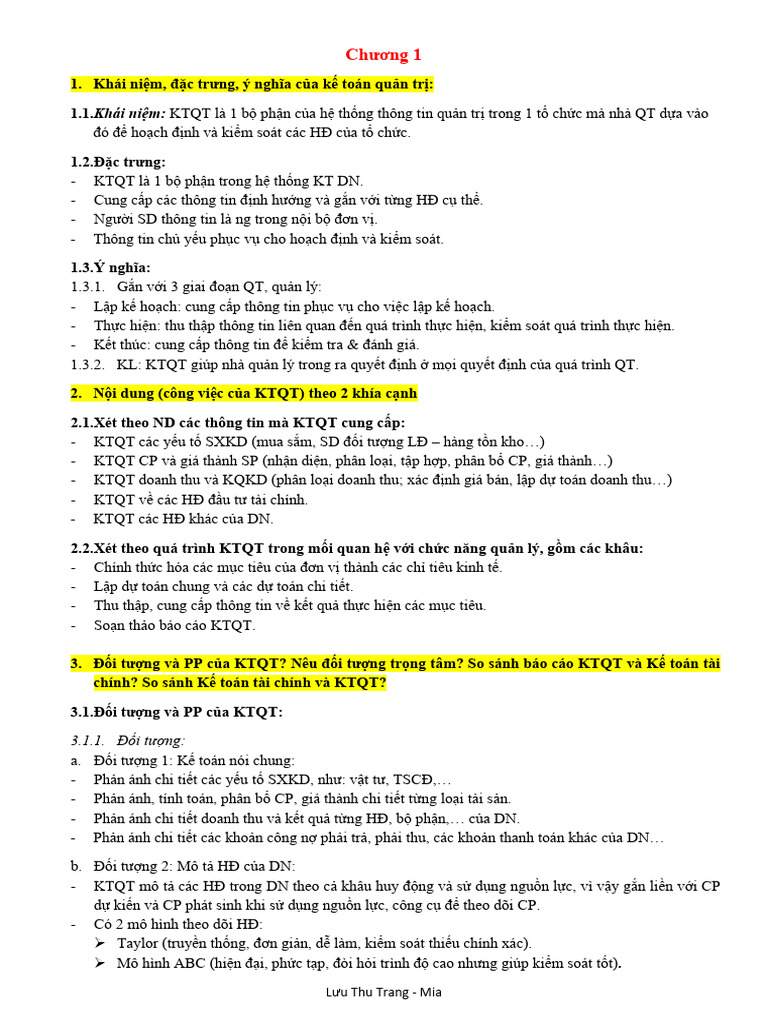 Lý thuyết KTQT | PDF