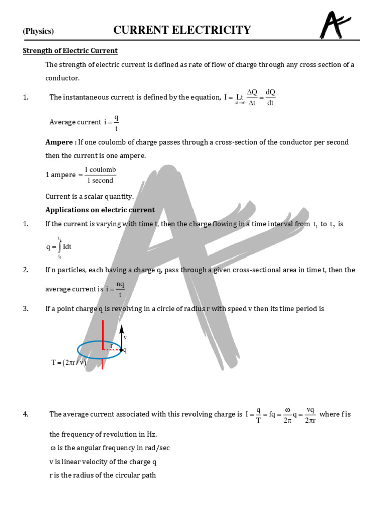 Sheet - 01 - Current Electricity | PDF