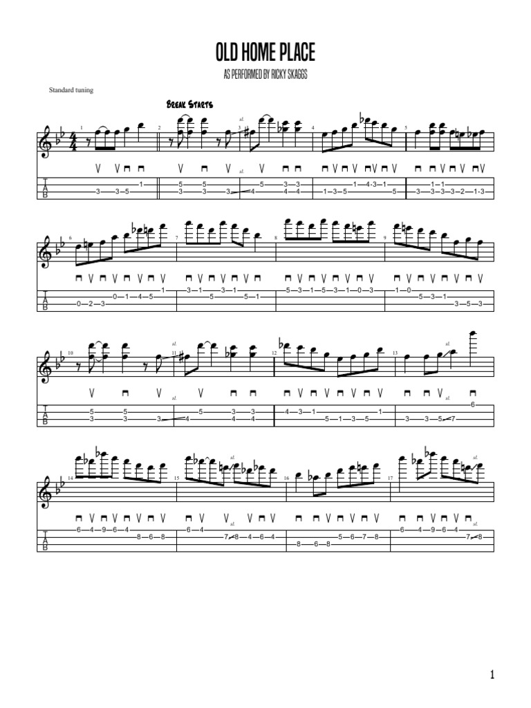Ricky Skaggs Old Home Place Sheet Music and Tab t4l8wv | PDF