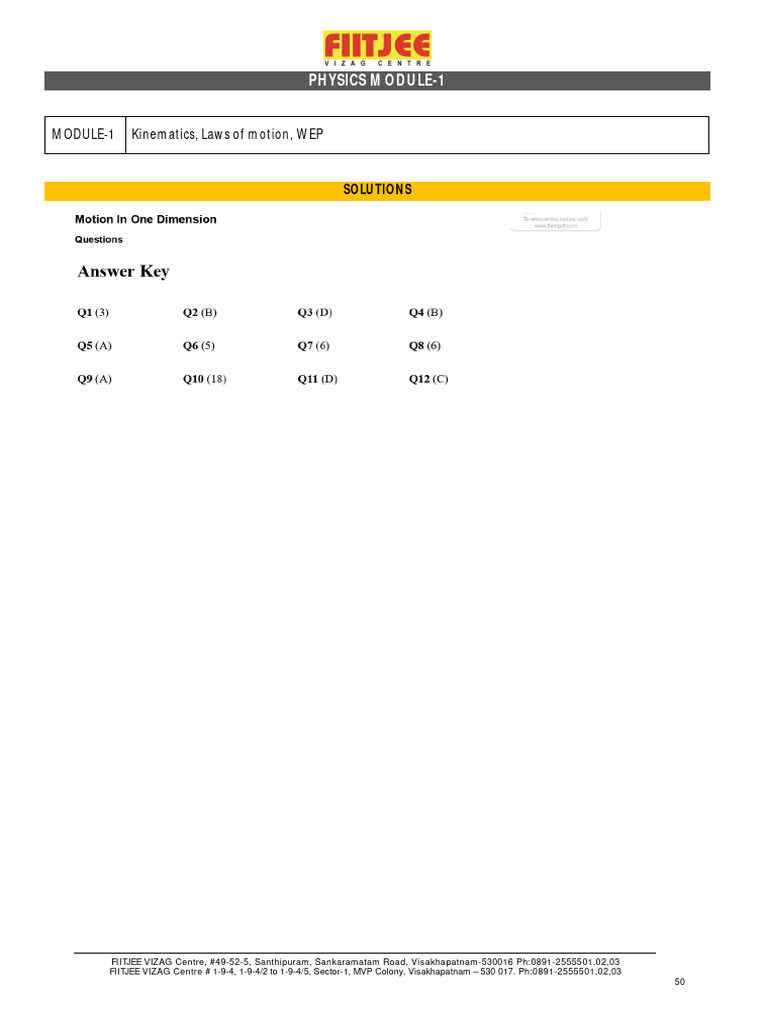08.08.23 Module-1 Physics Solutions | PDF | Physics | Physical Sciences