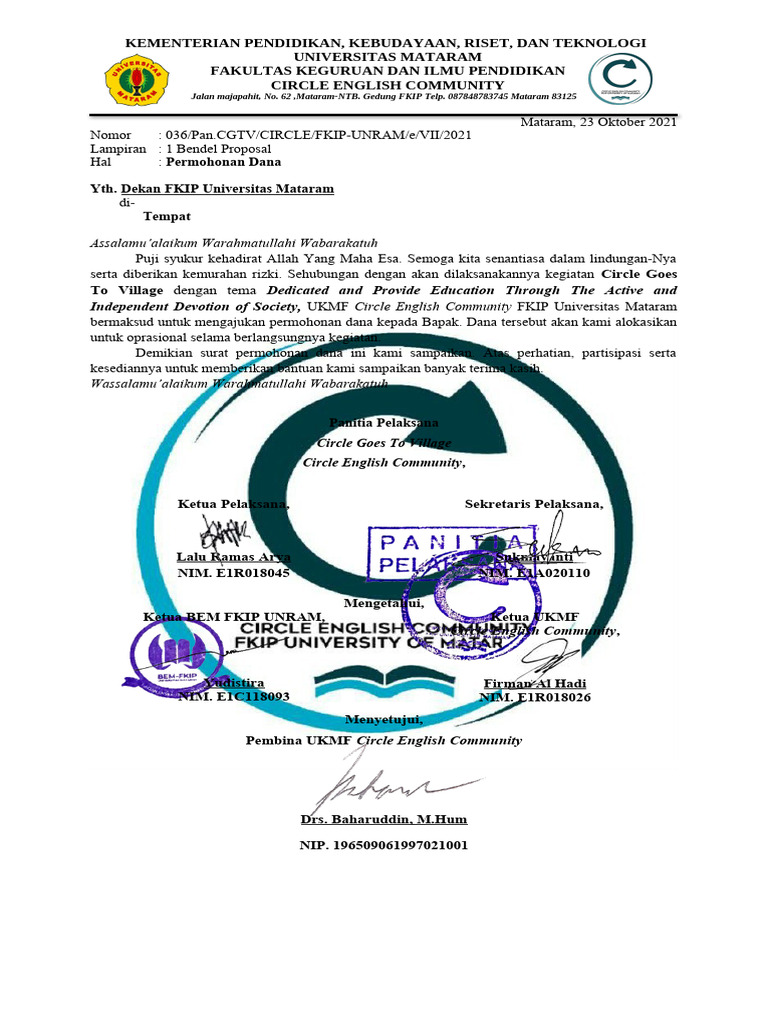 Surat Pengantar Proposal - CGTV | PDF