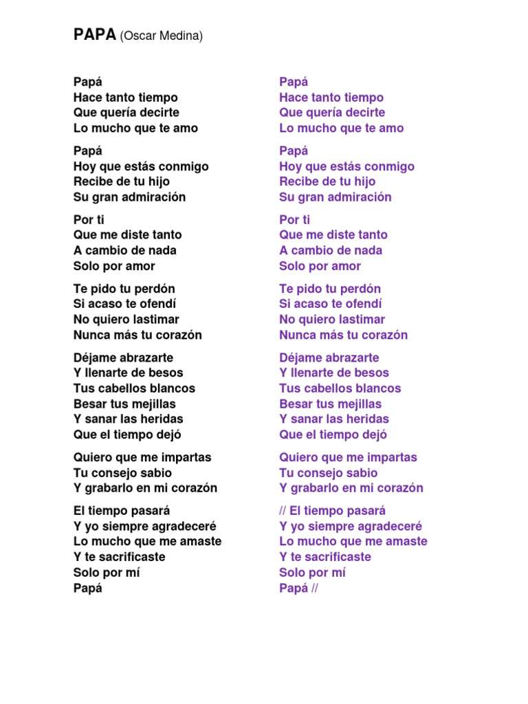 Papa Oscar Medina Letra | PDF
