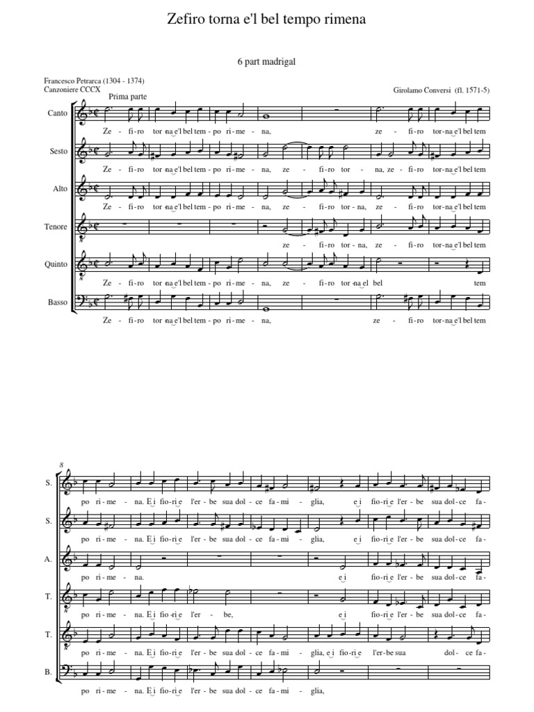 Zefiro Torna (Monteverdi) | PDF