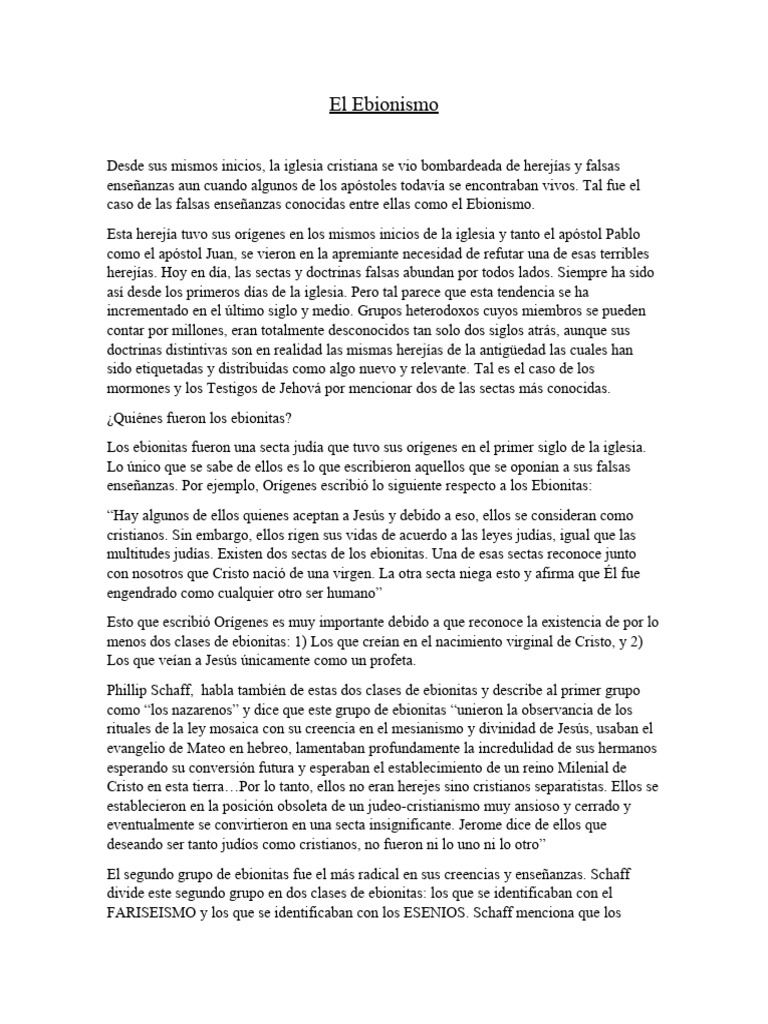 Orígenes y Creencias del Ebionismo | PDF | Jesús | Origen