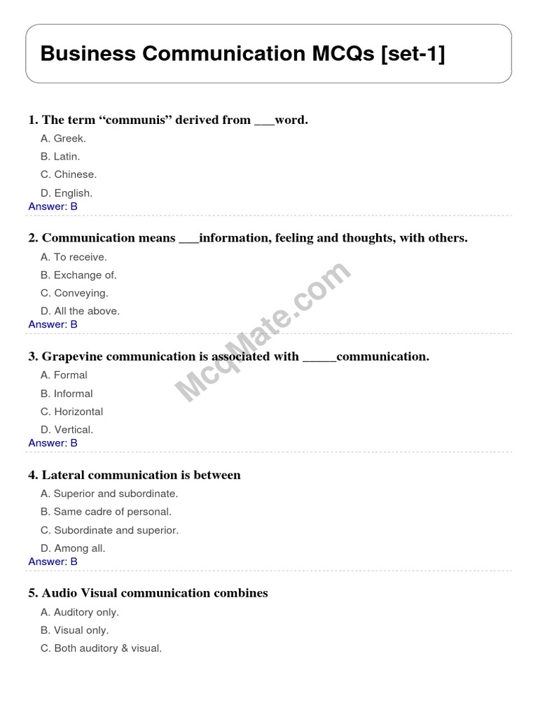 Business-Communication Test | PDF | Communication | Nonverbal Communication
