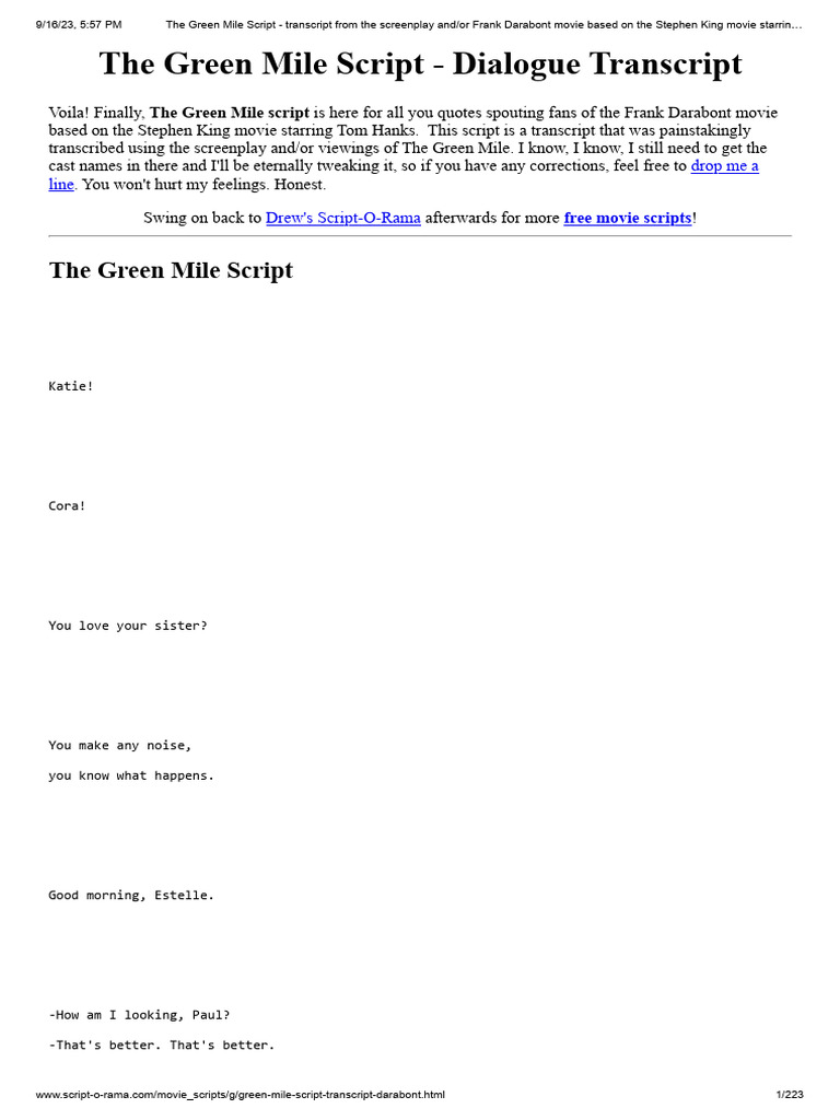 The Green Mile Script | PDF