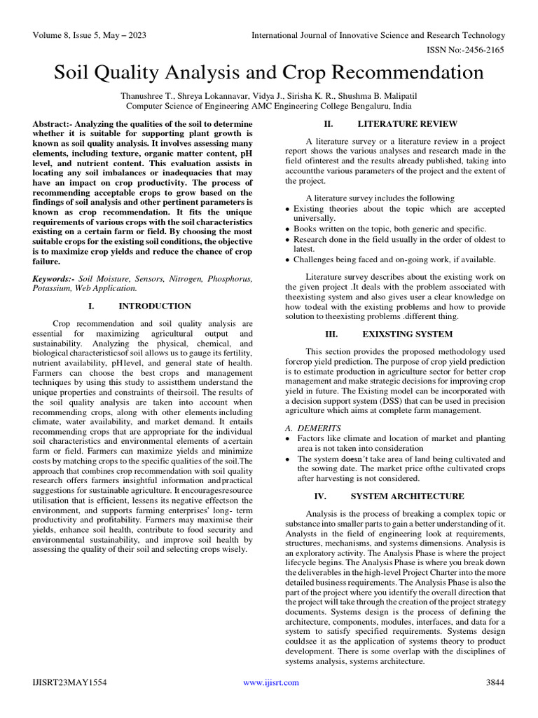 Soil Quality Analysis and Crop Recommendation | PDF | Soil | Agriculture
