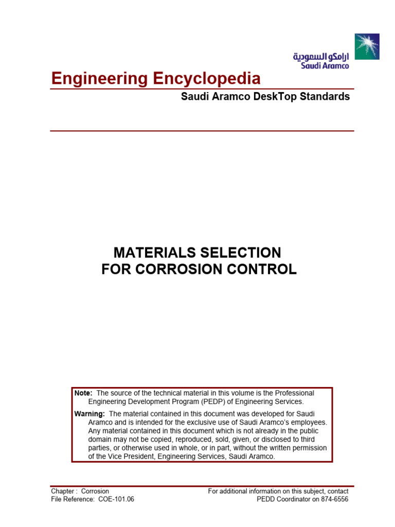 COE-101.06, Materials Selection For Corrosion Control | PDF | Construction | Welding