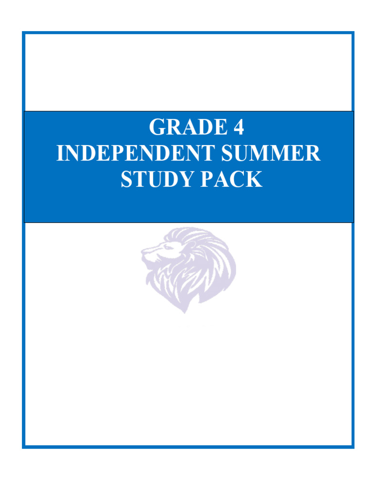 Summer Independent Study Pack Gr4 | PDF | Linguistics | Grammar