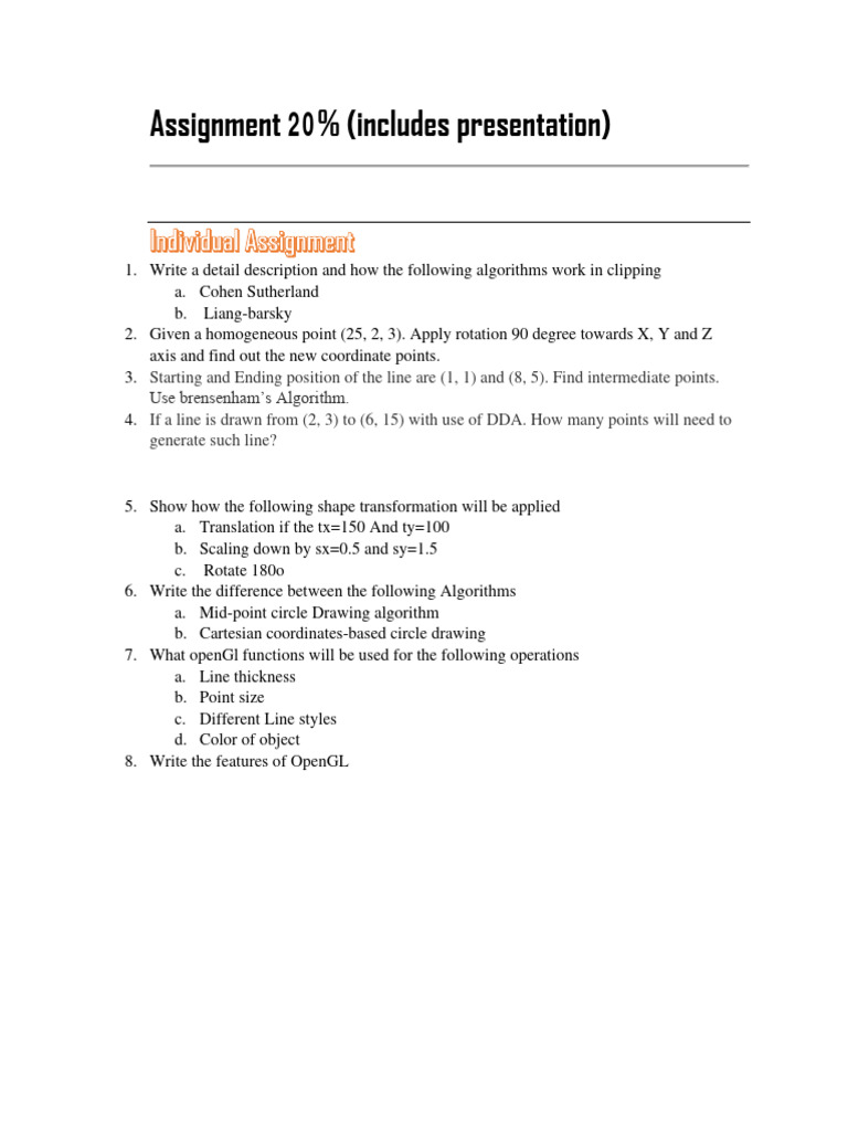 Computer Graphics Assignment | PDF Computer Graphics Assignment | PDF