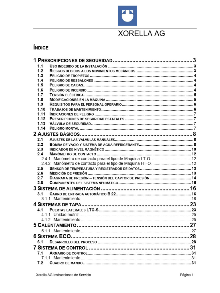 Instrucciones de Servicio Xorella AG | PDF