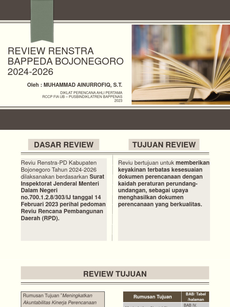 M AINURROFIQ-BAPPEDA BOJONEGORO - Review RENSTRA | PDF
