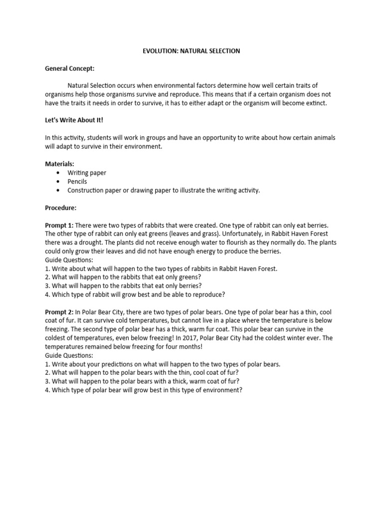 Natural vs. Artificial Selection Activities | PDF | Scrapbooking ...