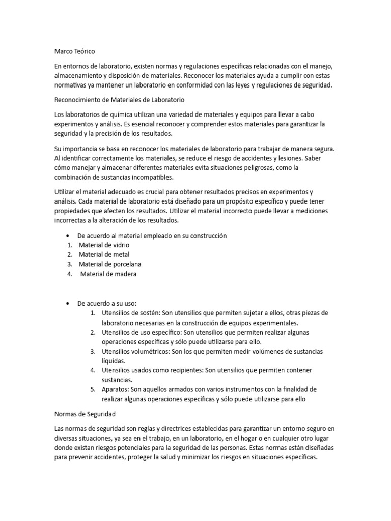 Marco Teorico Informe 1 | PDF | Laboratorios