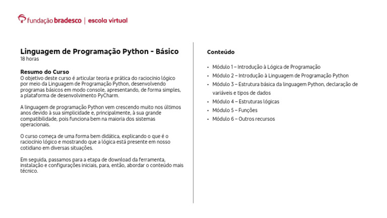 Descritivo Linguagem de Programacao Python | PDF
