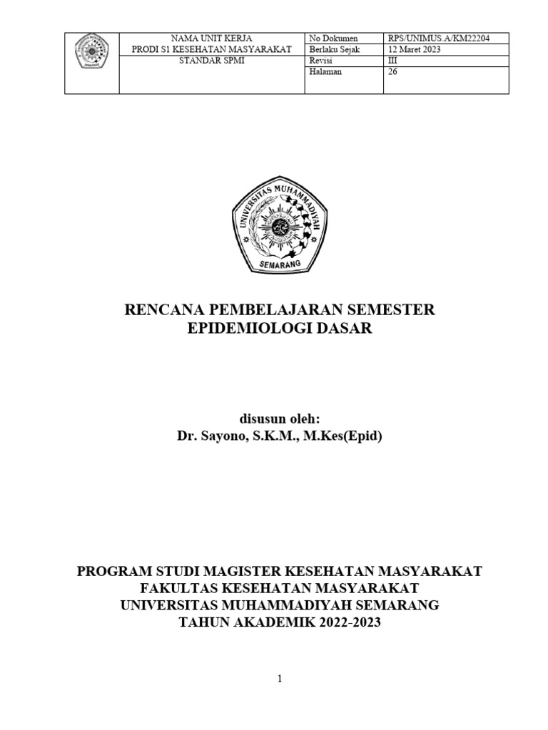 RPS-Epid Dasar GSL 2023-2024 Ok | PDF