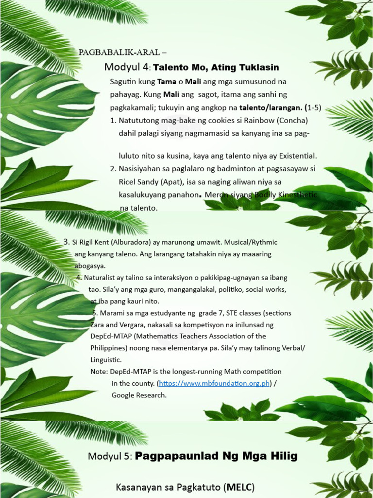 Presentation2 Modyul 5..mga Hilig | PDF