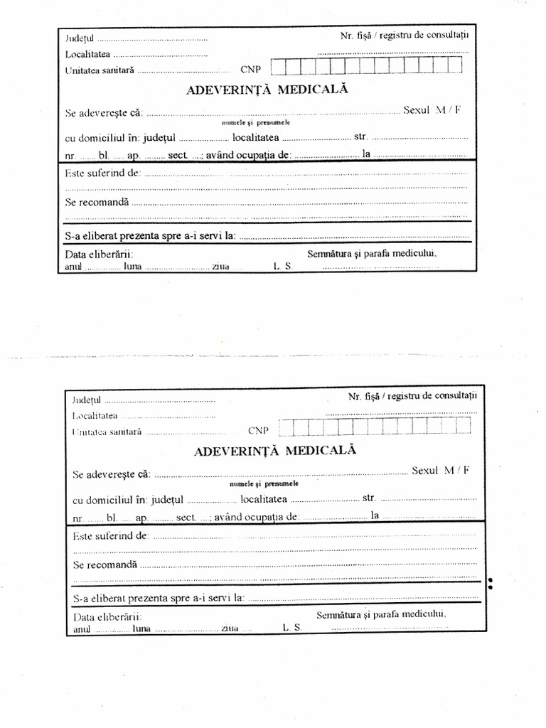 Adeverinta Medicala Ana Doctor | PDF