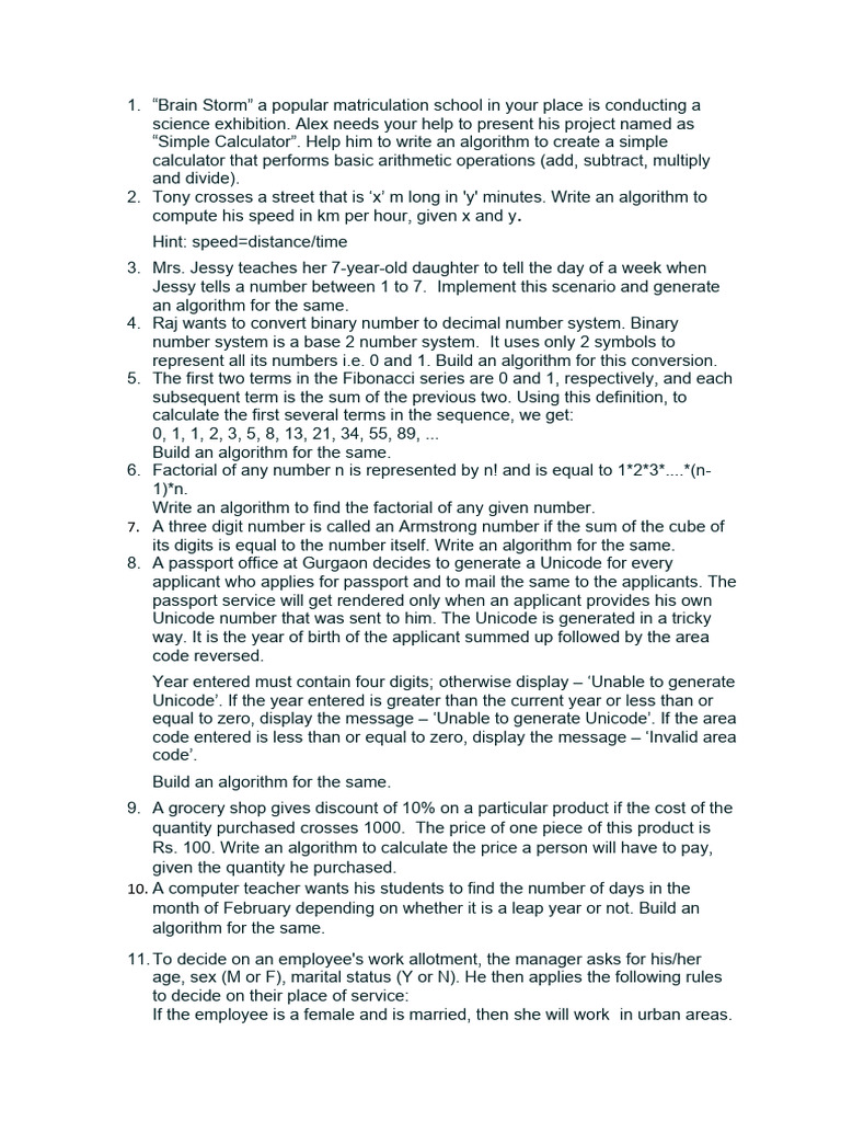 1 Algorithm Practice | PDF | Numbers | Matrix (Mathematics)