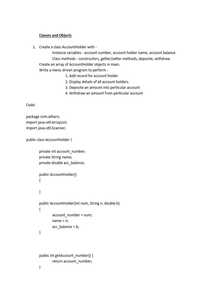 List Of Assignments Java Pdf Class Computer Programming Inheritance Object Oriented