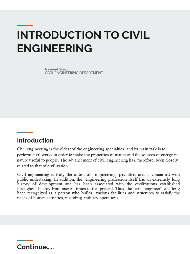 Introduction To Civil Engineering | PDF