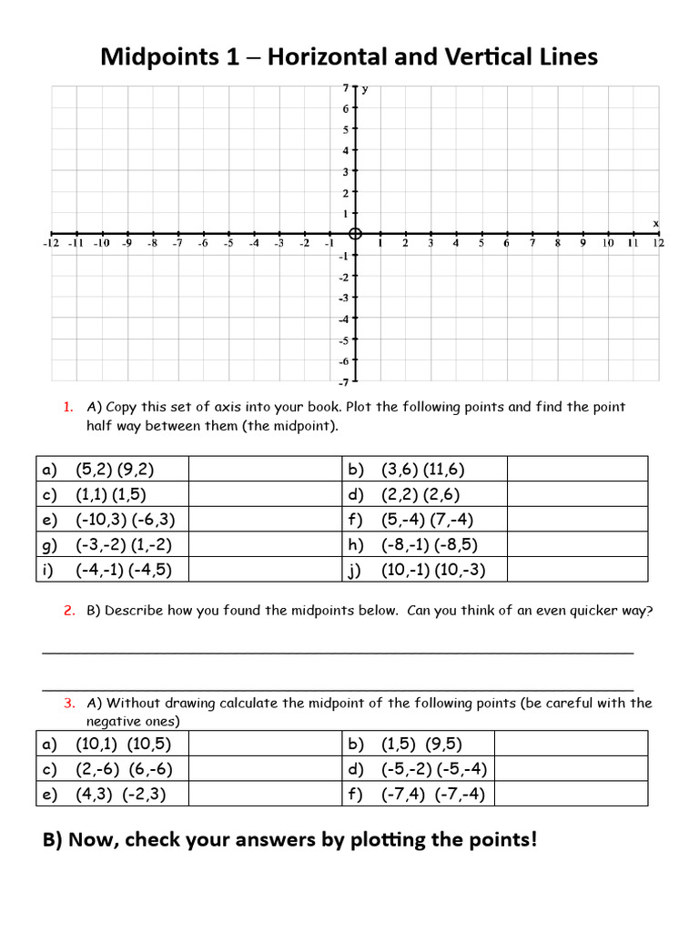Midpoint of a Line Worksheet | PDF | Geometry | Euclidean Geometry