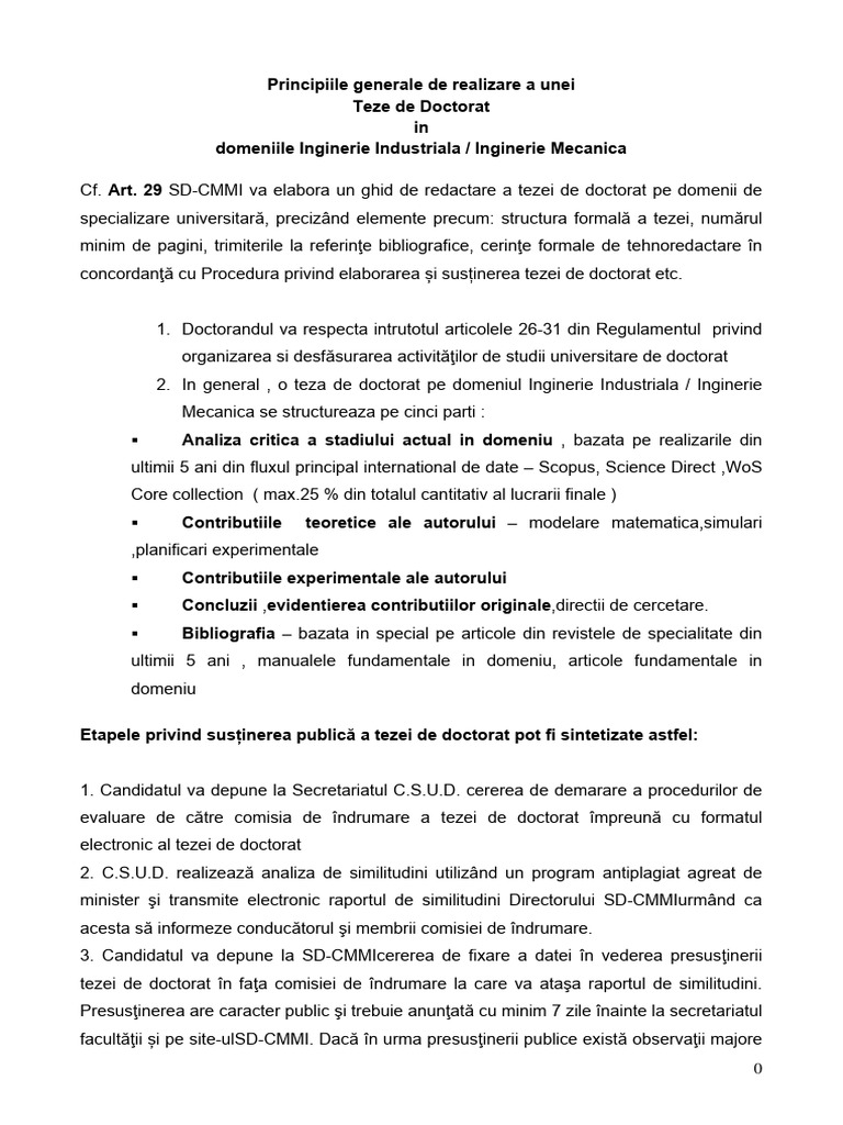 Ghid Pentru Realizarea Unei Teze de Doctorat | PDF