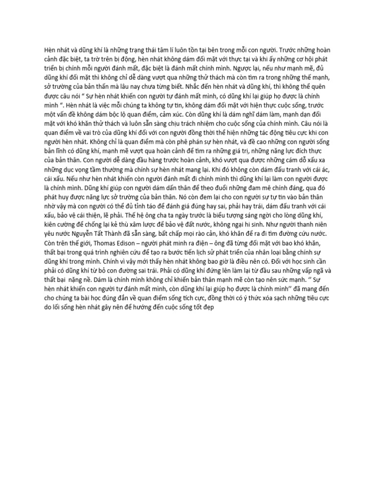 Hèn Nhát Và Dũng Khí Là NH NG TR NG Thái Tâm Lí Luôn T N T I Bên Trong M I Con Ngư I | PDF