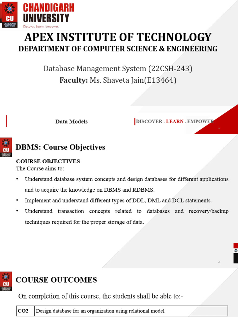 Lecture 1.2.1 - Data Models and Lecture 1.2.2 - Relational Model | PDF | Relational Database ...