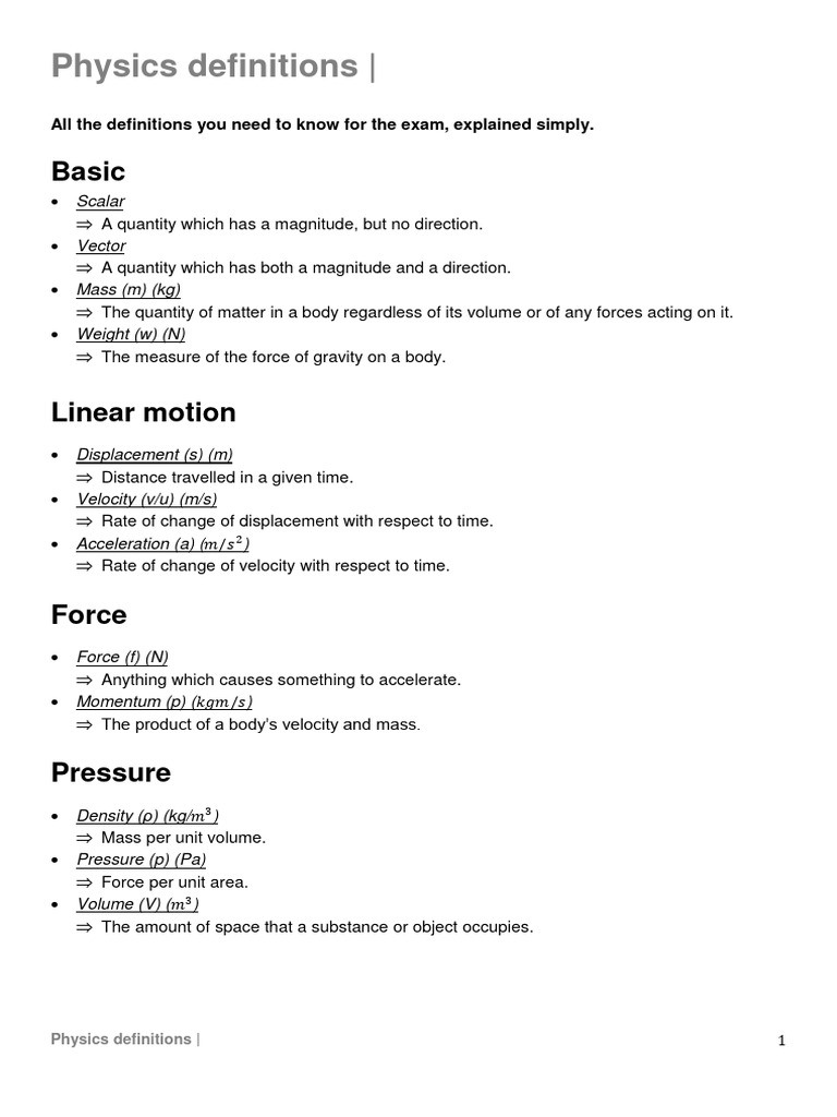 Random Document of Physics Definitions For LC 2024 | PDF | Particle Physics | Waves