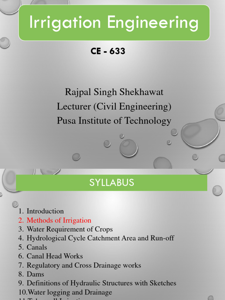 Unit 2methods of Irrigation | PDF | Irrigation | Water