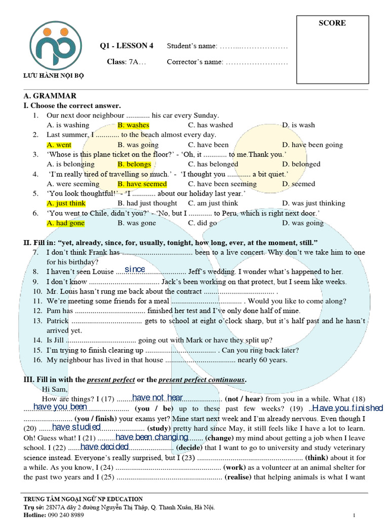 Score: Since | PDF | Pronoun | Noun