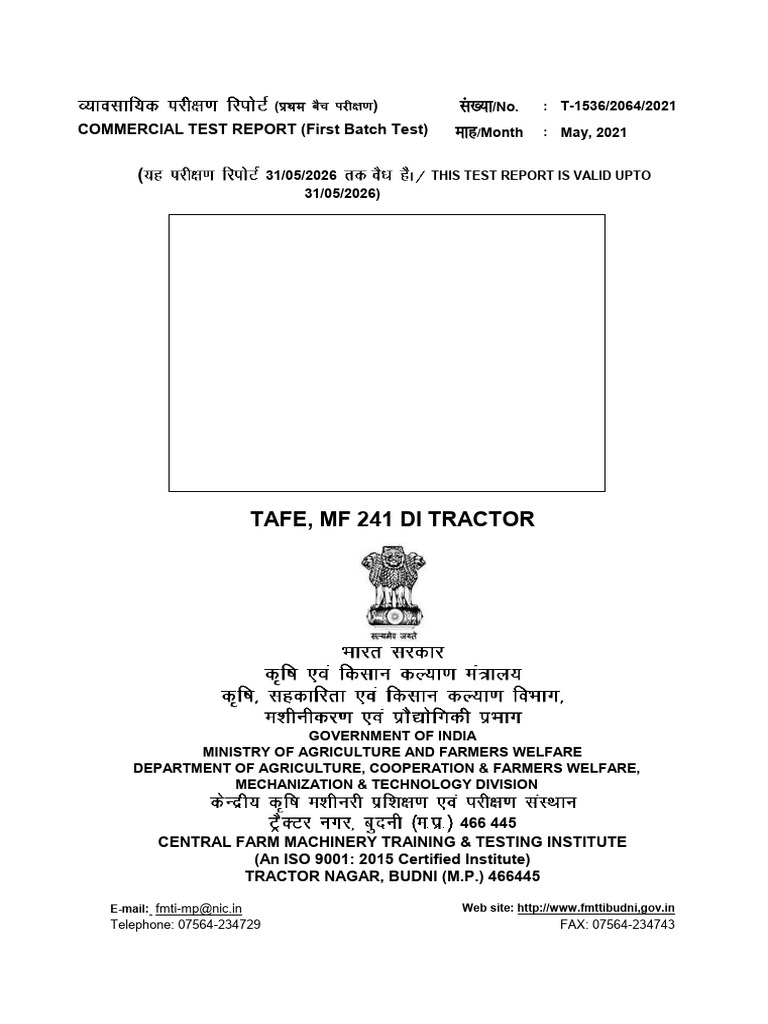 TAFE MF 241 DI Tractor Test Report | PDF