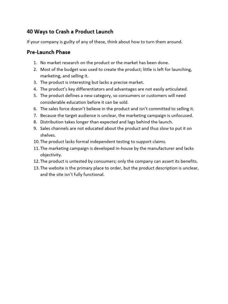 40 Ways To Crash A Product Launch | PDF 40 Ways To Crash A Product Launch | PDF