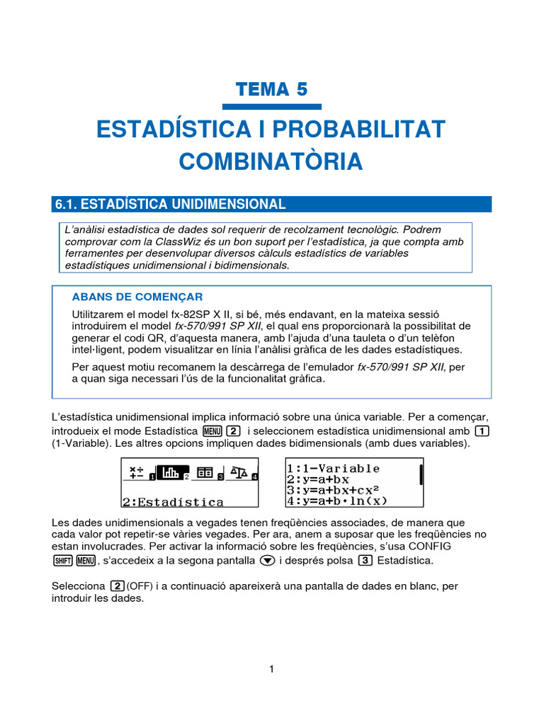 Tema 5. Estadística I Probabilitat. Combinatòria | PDF