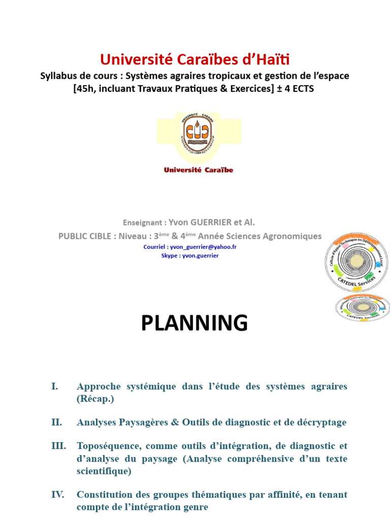 Presentation Cours 1 - 2 - 3_ Approche STM - Systèmes Agraires | PDF