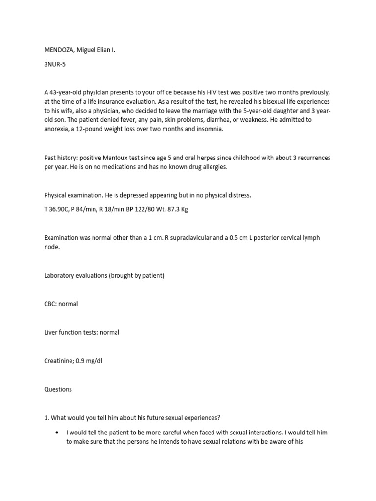 Mendoza, Miguel Elian I. - Hiv Case Study Peta | PDF