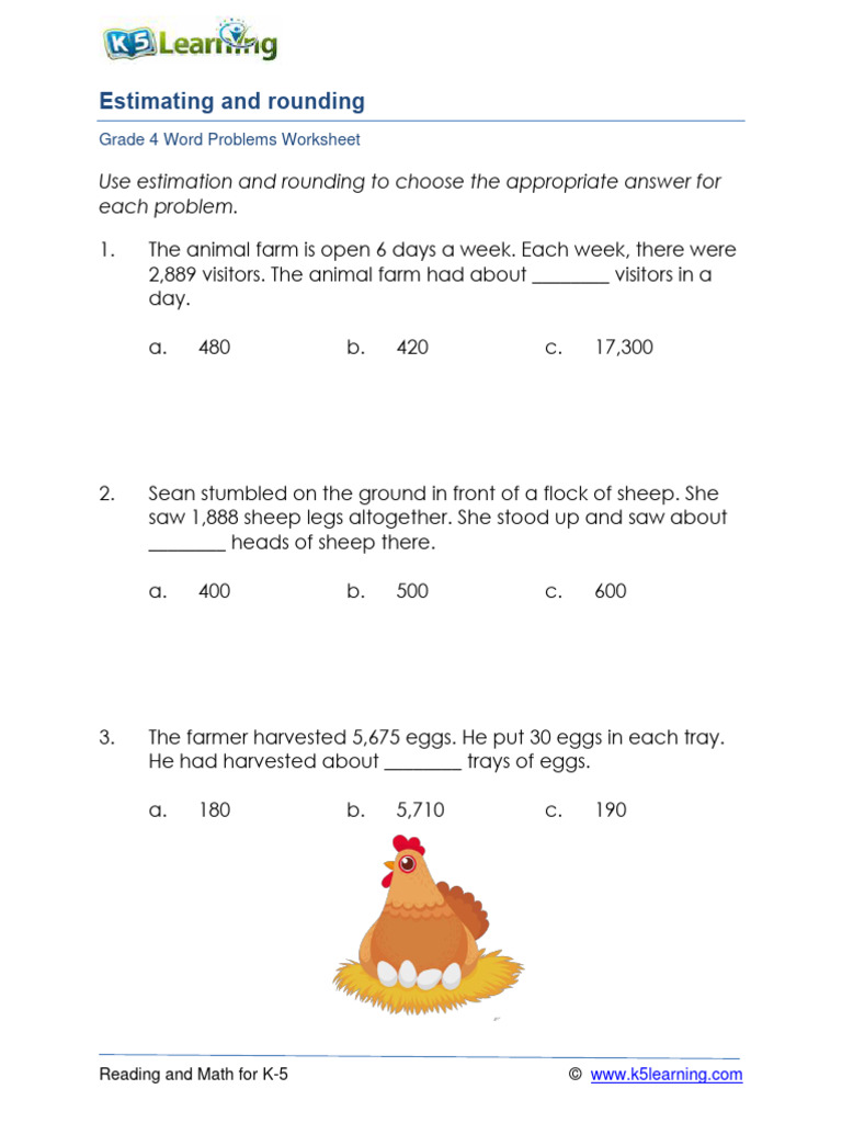 Grade 4 Word Problems Estimating Rounding D | PDF | Cooking, Food & Wine