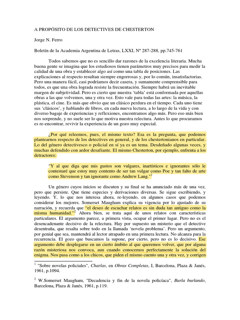 La Relectura de los Detectives Chestertonianos | PDF | GK Chesterton ...