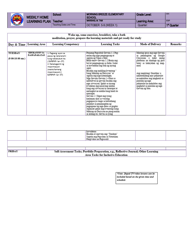 WHLP Q1 W2 Esp | PDF